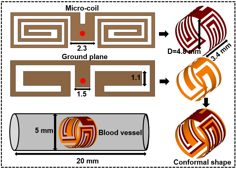 Fig. 1. Detailed profile of the intra-vascular micro-coil (Units: mm).